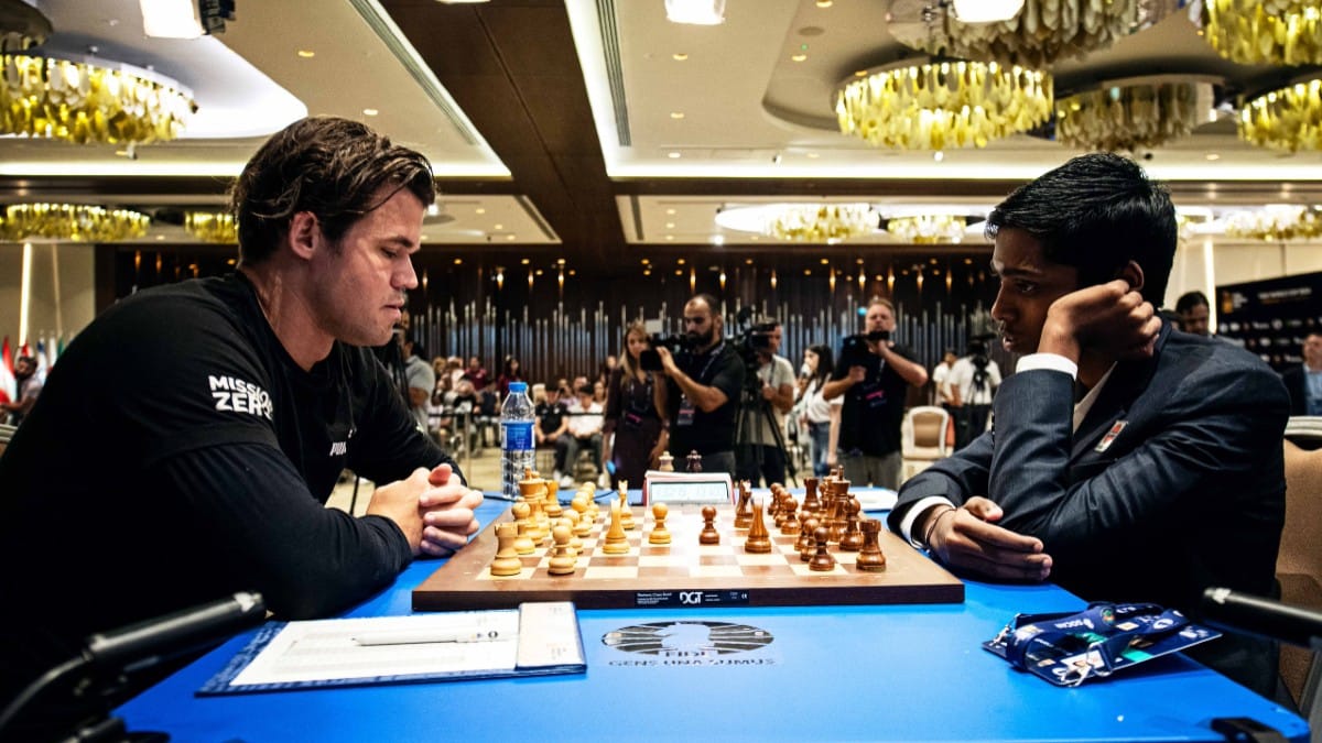Praggnanandhaa defeats Carlsen, moves within one point behind Firouzja ...