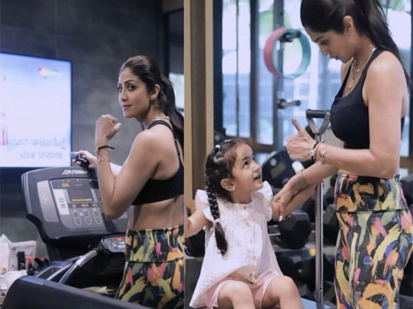 Shilpa Shetty workouts with daughter Samisha on World Health Day ...