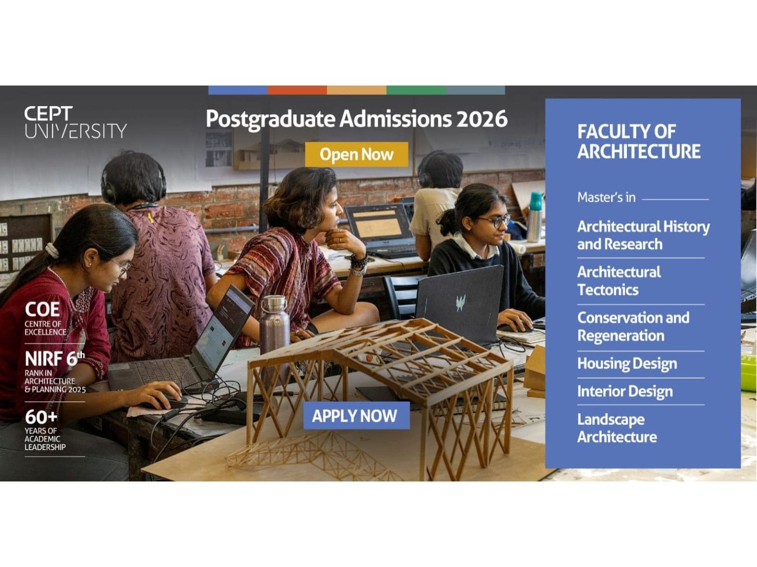 CEPT University Invites Applications for Postgraduate Programs in the ...