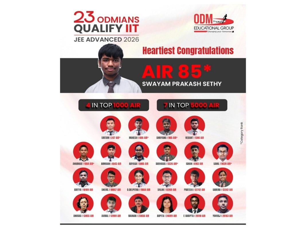 ODM Celebrates 23 IIT Qualifiers in JEE Advanced 2026; Four Rank Among ...