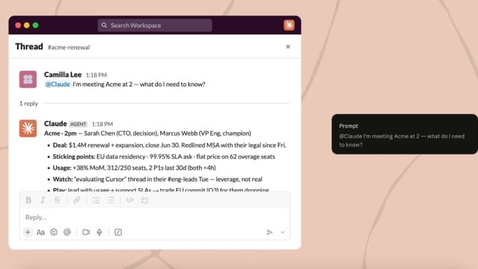 Claude is your newest coworker. You can now tag it on Slack