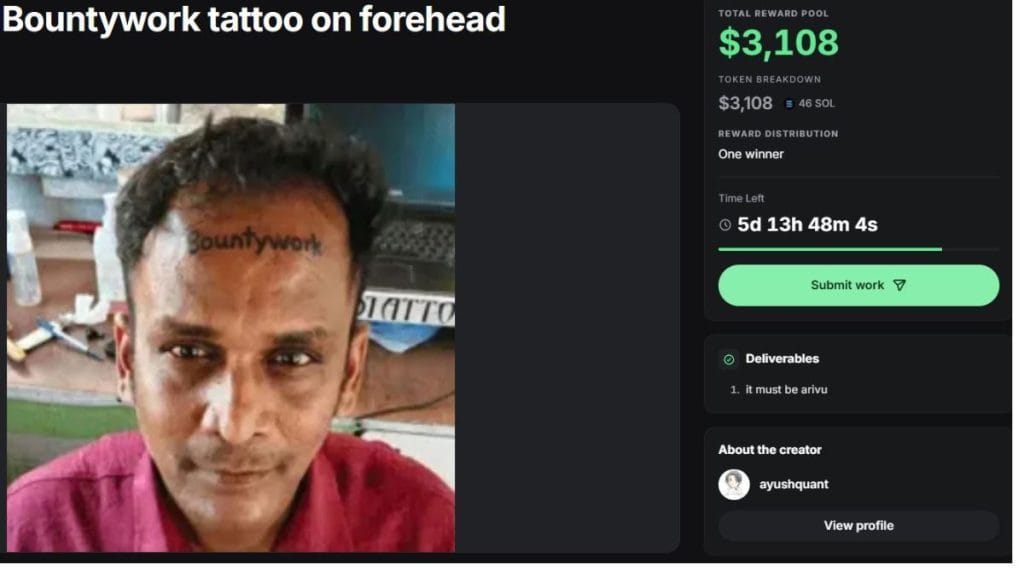 $3,000 for forehead tattoo—this platform pays you to complete bizarre tasks
